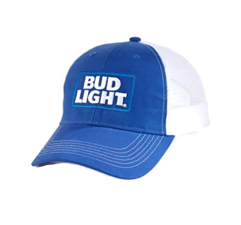 Bud Light Patch Logo Royal & White H3 Mesh Trucker Style Hat – BocaBocaHeadwear.com